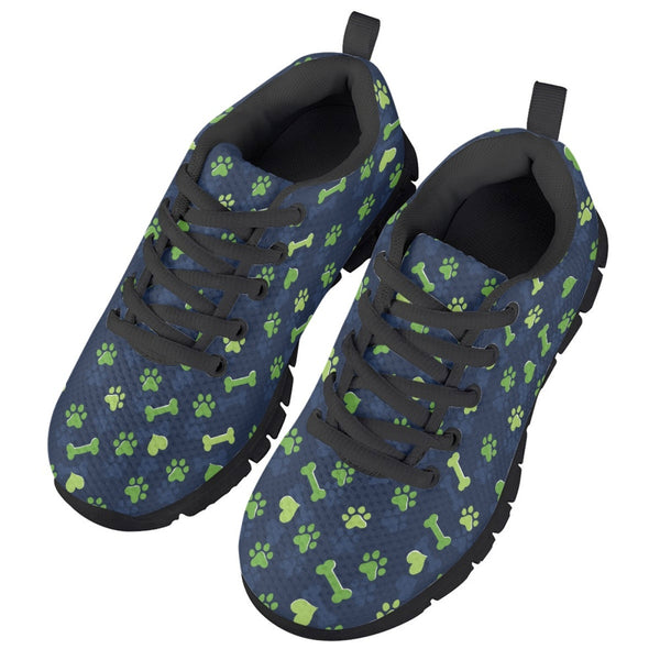 Shop Green Dog Paw Bone Kid's Running Shoes - noxfan