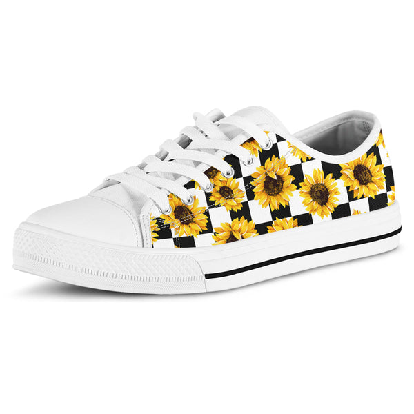 Checkerboard Sunflower Canvas Shoes - noxfan