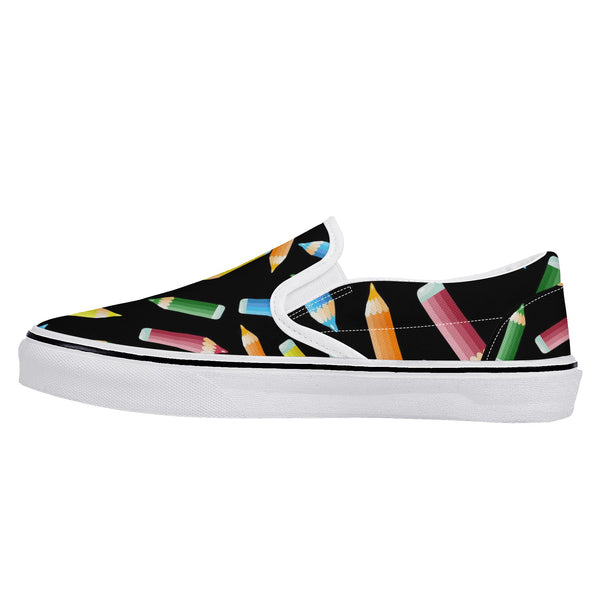 Shop Pencil Pattern Custom Slip On Shoes - noxfan